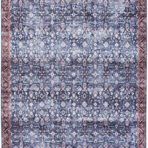 Nourison Brilliance Machine Washable Traditional Vintage Blue/Brick 7'10" x 9'10" Area -Rug, Easy -Cleaning, Non Shedding, Bed Room, Living Room, Dining Room, Kitchen (8x10)