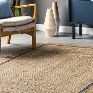 nuLOOM Tera Petals Braided Jute Area Rug, 6' x 9', Blue