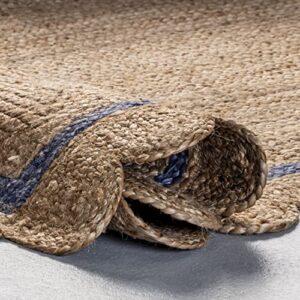 nuLOOM Tera Petals Braided Jute Area Rug, 6' x 9', Blue