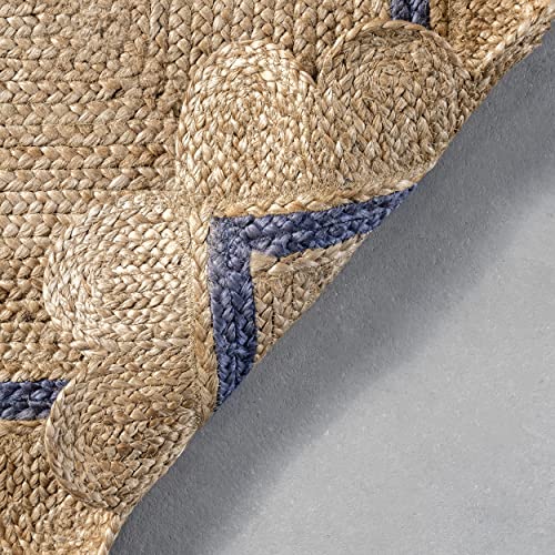 nuLOOM Tera Petals Braided Jute Area Rug, 6' x 9', Blue