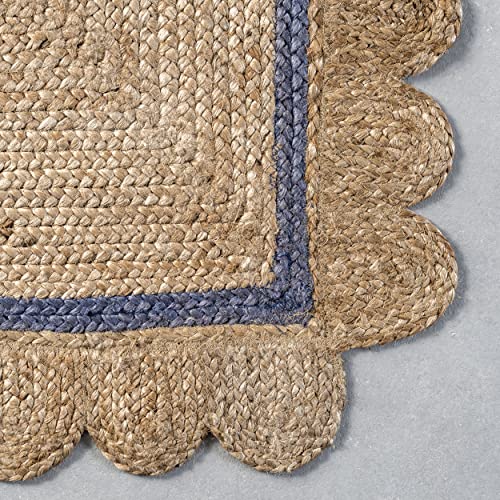 nuLOOM Tera Petals Braided Jute Area Rug, 6' x 9', Blue