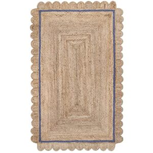 nuLOOM Tera Petals Braided Jute Area Rug, 6' x 9', Blue