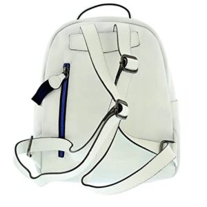 Pierre Cardin White Leather Classic Medium Double Zip Fashion Backpack for womens