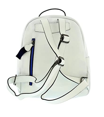 Pierre Cardin White Leather Classic Medium Double Zip Fashion Backpack for womens