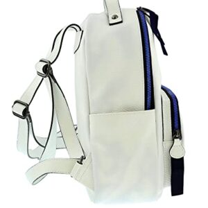 Pierre Cardin White Leather Classic Medium Double Zip Fashion Backpack for womens