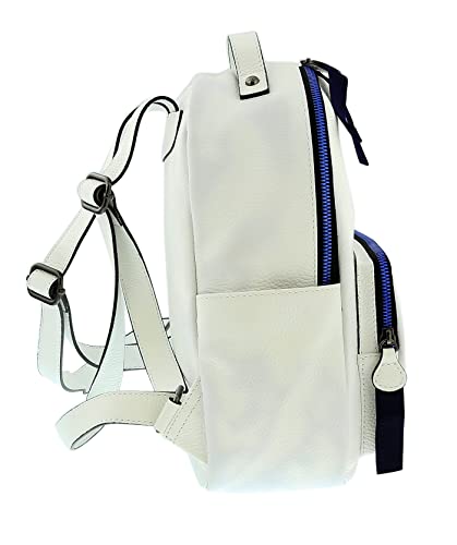 Pierre Cardin White Leather Classic Medium Double Zip Fashion Backpack for womens