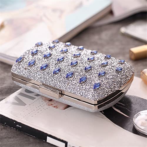 SEIJY Blue Color Women Diamonds Party Day Clutch Small Evening Bags Diamonds Female Holder Handbags (Color : D, Size : 1)