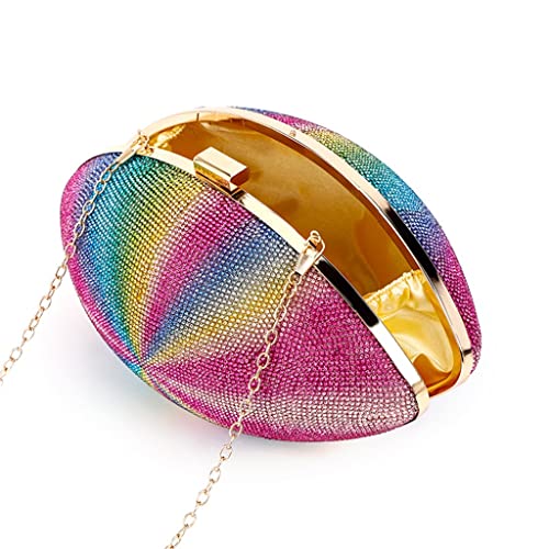 MXIAOXIA Rainbow Color Diamonds Fashion Lady Evening Bags Rhinestones Shoulder Chain Small Day Clutch Handbags