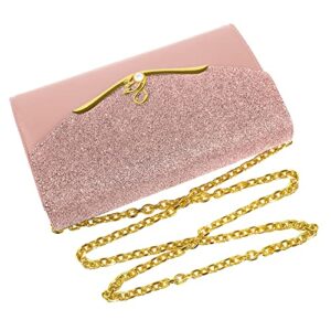 Reekx Evening Bag for Women, RFID Envelope Clutch Purses Crossbody Shoulder Bag for Wedding Party (Rose Gold)