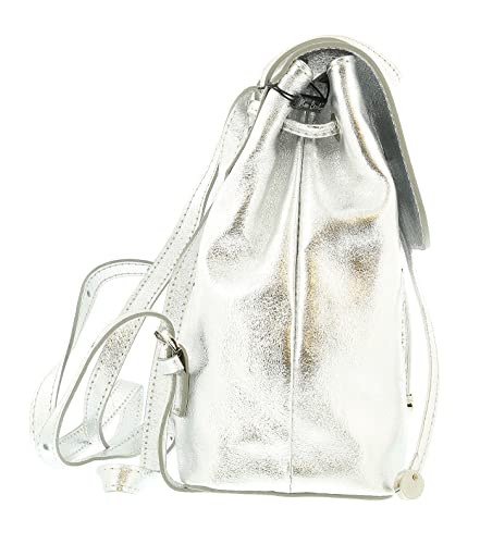 Pierre Cardin Silver Leather Metallic Star Studded Medium Fashion Backpack for womens