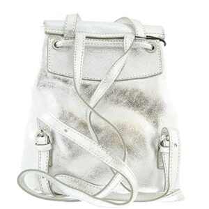 Pierre Cardin Silver Leather Metallic Star Studded Medium Fashion Backpack for womens