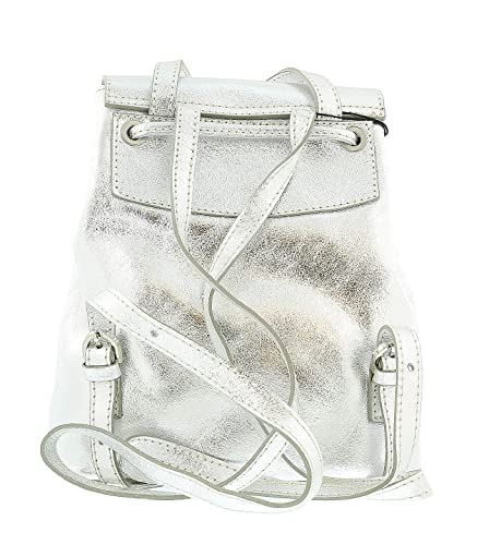 Pierre Cardin Silver Leather Metallic Star Studded Medium Fashion Backpack for womens