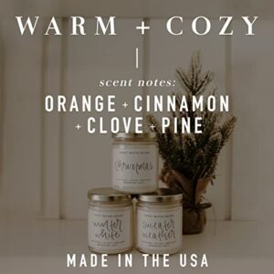 Sweet Water Decor Warm and Cozy Soy Candle | Orange Peel, Cinnamon, Ginger, Clove, Cypress, Fir Balsam and Pine Scented Candles for Home | 12oz Black Stoneware Jar, 60+ Hour Burn Time, Made in the USA