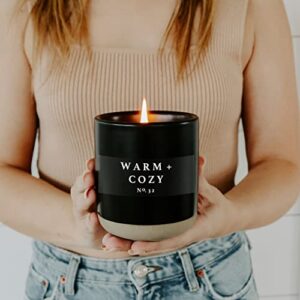 Sweet Water Decor Warm and Cozy Soy Candle | Orange Peel, Cinnamon, Ginger, Clove, Cypress, Fir Balsam and Pine Scented Candles for Home | 12oz Black Stoneware Jar, 60+ Hour Burn Time, Made in the USA