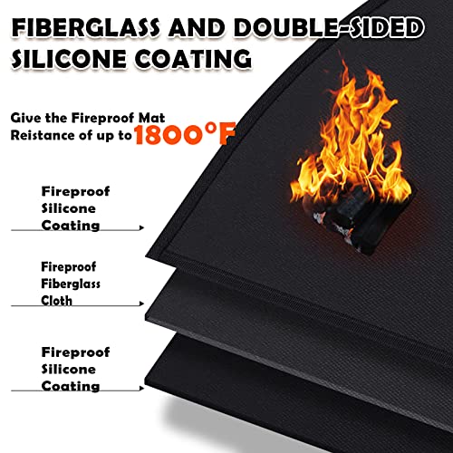 hi!SCI Fireproof Fireplace Mat Hearth Area Rug Fire Retardant Fiberglass Mat Protects Floors from Sparks Embers(24x40inch)