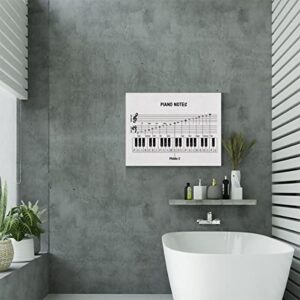 EVXID Piano Music Notes Canvas Poster Painting Wall Art, Music Education Print Artwork Framed Ready to Hang for Music Classroom Office Decor 12 x 15 inch