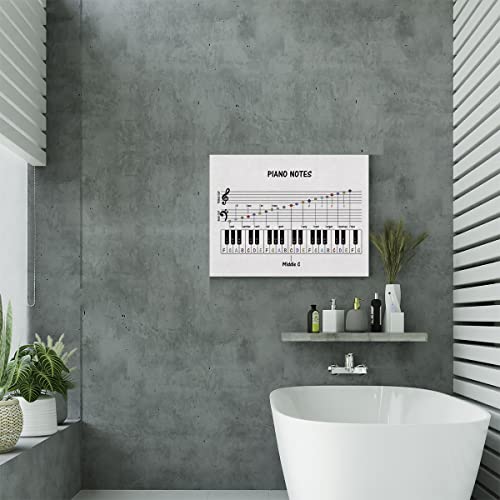 EVXID Piano Music Notes Canvas Poster Painting Wall Art, Music Education Print Artwork Framed Ready to Hang for Music Classroom Office Decor 12 x 15 inch