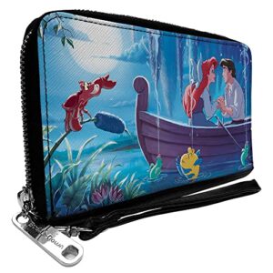 disney wallet, zip around, the little mermaid ariel and eric kiss the girl scene, vegan leather