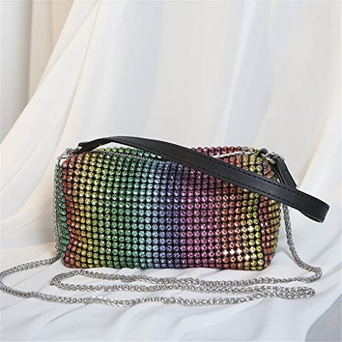 MXIAOXIA Rainbow Color Diamonds Women Evening Bags Soft Small Party Wedding Handbags Rhinestones Day Clutch