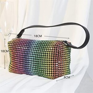 MXIAOXIA Rainbow Color Diamonds Women Evening Bags Soft Small Party Wedding Handbags Rhinestones Day Clutch