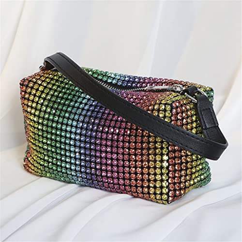 MXIAOXIA Rainbow Color Diamonds Women Evening Bags Soft Small Party Wedding Handbags Rhinestones Day Clutch