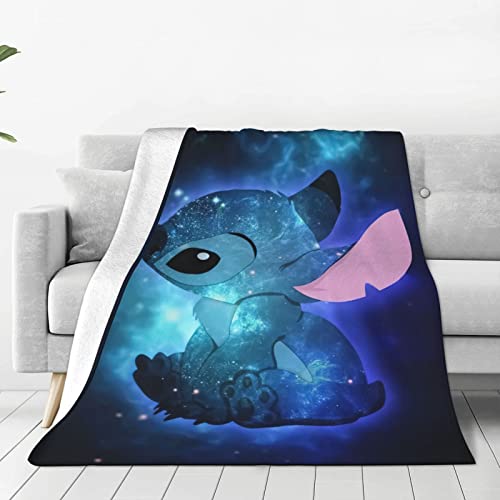 Stitch Blanket for All Season Super Cozy Soft Lightweight Flannel Fleece Plush Throw Blankets for Home Couch, Bed, Sofa, Camping and Traveling 80"X60"