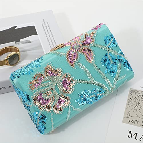 MXIAOXIA Vintage Style Sequined Day Clutch Beading Flower Evening Bags Party Bridal Female Handbags