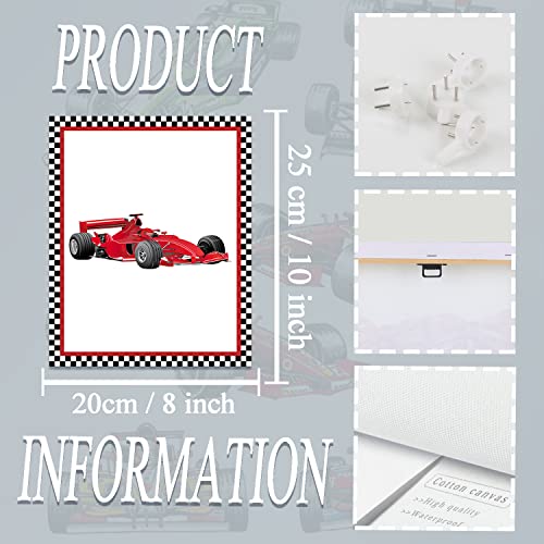 LHIUEM Race Car Wall Decor Sport Car Canvas Poster(8”X10”) Racing Mosaic Frame Wall Printed Hot Wheels Wall Art Big Dream Little Racer Wall Paintings for Boys Bedroom Playroom Classroom Ready to Hang