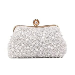 mxiaoxia pearl clutch bags women purse ladies white hand bags evening bags for party wedding black shoulder bag (color : d, size