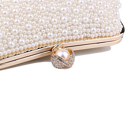 MXIAOXIA Pearl Clutch Bags Women Purse Ladies White Hand Bags Evening Bags for Party Wedding Black Shoulder Bag (Color : D, Size