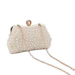 MXIAOXIA Pearl Clutch Bags Women Purse Ladies White Hand Bags Evening Bags for Party Wedding Black Shoulder Bag (Color : D, Size