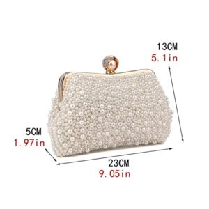 MXIAOXIA Pearl Clutch Bags Women Purse Ladies White Hand Bags Evening Bags for Party Wedding Black Shoulder Bag (Color : D, Size