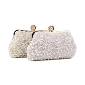 MXIAOXIA Pearl Clutch Bags Women Purse Ladies White Hand Bags Evening Bags for Party Wedding Black Shoulder Bag (Color : D, Size