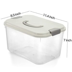 EZOWare 13 Quart Plastic Storage Box Tote Bins with Top Handle, Set of 6 Stackable Latch Storage Container Tote Boxes with Latching Lids - 11.4 x 8.3 x 7 inches, Clear/White