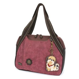 chala bowling bag – brown shih tzu – burgundy