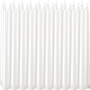 30 Pack Tall Taper Candles - 10 Inch White Dripless, Unscented Dinner Candle - Paraffin Wax with Cotton Wicks - 7.5-8 Hour Burn Time