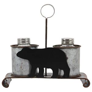 Set Of 1 Black Bear Salt And Pepper Shakers Holder Carrier Figurine