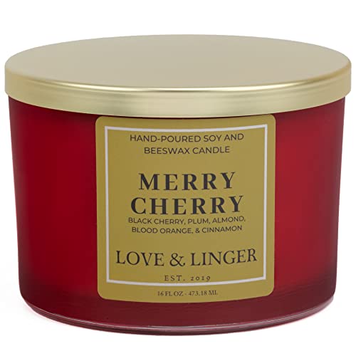 Black Cherry Candle | Holiday Scented Candles | Luxury Soy & Beeswax Candles for Home | 16 oz. Large Jar Candle | Christmas Candles