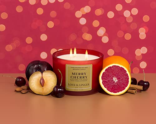 Black Cherry Candle | Holiday Scented Candles | Luxury Soy & Beeswax Candles for Home | 16 oz. Large Jar Candle | Christmas Candles