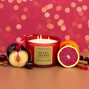 Black Cherry Candle | Holiday Scented Candles | Luxury Soy & Beeswax Candles for Home | 16 oz. Large Jar Candle | Christmas Candles