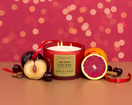 Black Cherry Candle | Holiday Scented Candles | Luxury Soy & Beeswax Candles for Home | 16 oz. Large Jar Candle | Christmas Candles