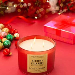 Black Cherry Candle | Holiday Scented Candles | Luxury Soy & Beeswax Candles for Home | 16 oz. Large Jar Candle | Christmas Candles