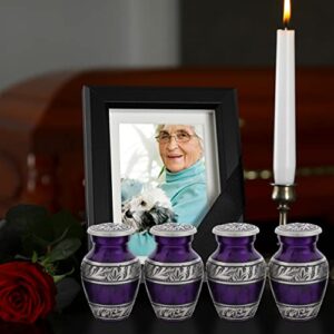 Purple Keepsake Urns - Mini Urns for Human Ashes Set of 4 with Premium Box & Bags - Handcrafted Urns for Ashes - Honor Your Loved One with Cremation Urns for Ashes - Small Urns for Men & Women