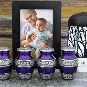 Purple Keepsake Urns - Mini Urns for Human Ashes Set of 4 with Premium Box & Bags - Handcrafted Urns for Ashes - Honor Your Loved One with Cremation Urns for Ashes - Small Urns for Men & Women