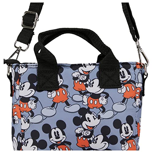 Disney Mickey Mouse Crossbody Tote - Girls, Boys, Teens, Adults - Mickey Mouse 7 Inch Crossbody Allover Mini Tote Bag