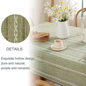 DOHIAYA Rustic Tablecloths for Rectangle Tables, Hemstitched Embroidered Cotton Linen Table Cloth for Kitchen Dining Room, Party, Christmas (Sage Green, 54" W X 70" L)