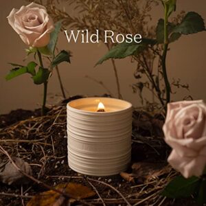 LA JOLIE MUSE Rose Candle, Candles Gifts for Women, Wood Wicked Candles for Home Scented, Ceramic Natural Soy Wax Candles, 50 Hours Burning, 7 oz