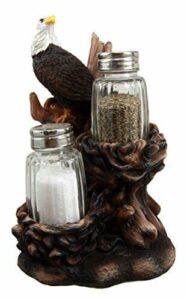 set of 1 bald eagle residing nests salt and pepper shaker 6.5″h