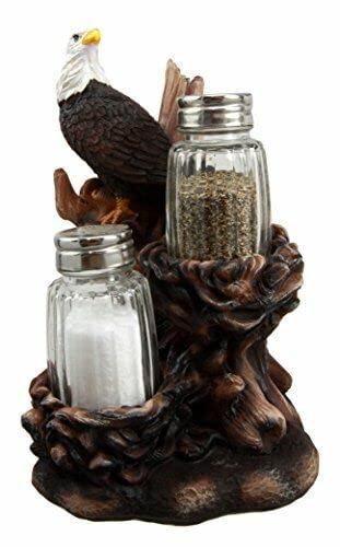 Set Of 1 Bald Eagle Residing Nests Salt and Pepper Shaker 6.5"H