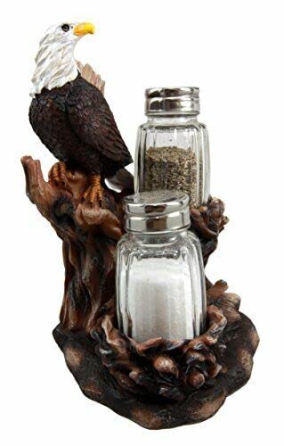 Set Of 1 Bald Eagle Residing Nests Salt and Pepper Shaker 6.5"H